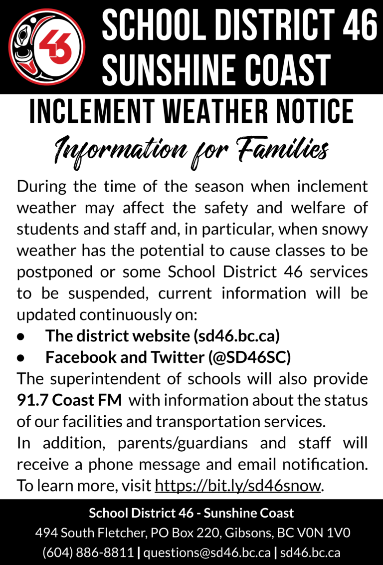 Inclement Weather Notice 2022 | School District 46