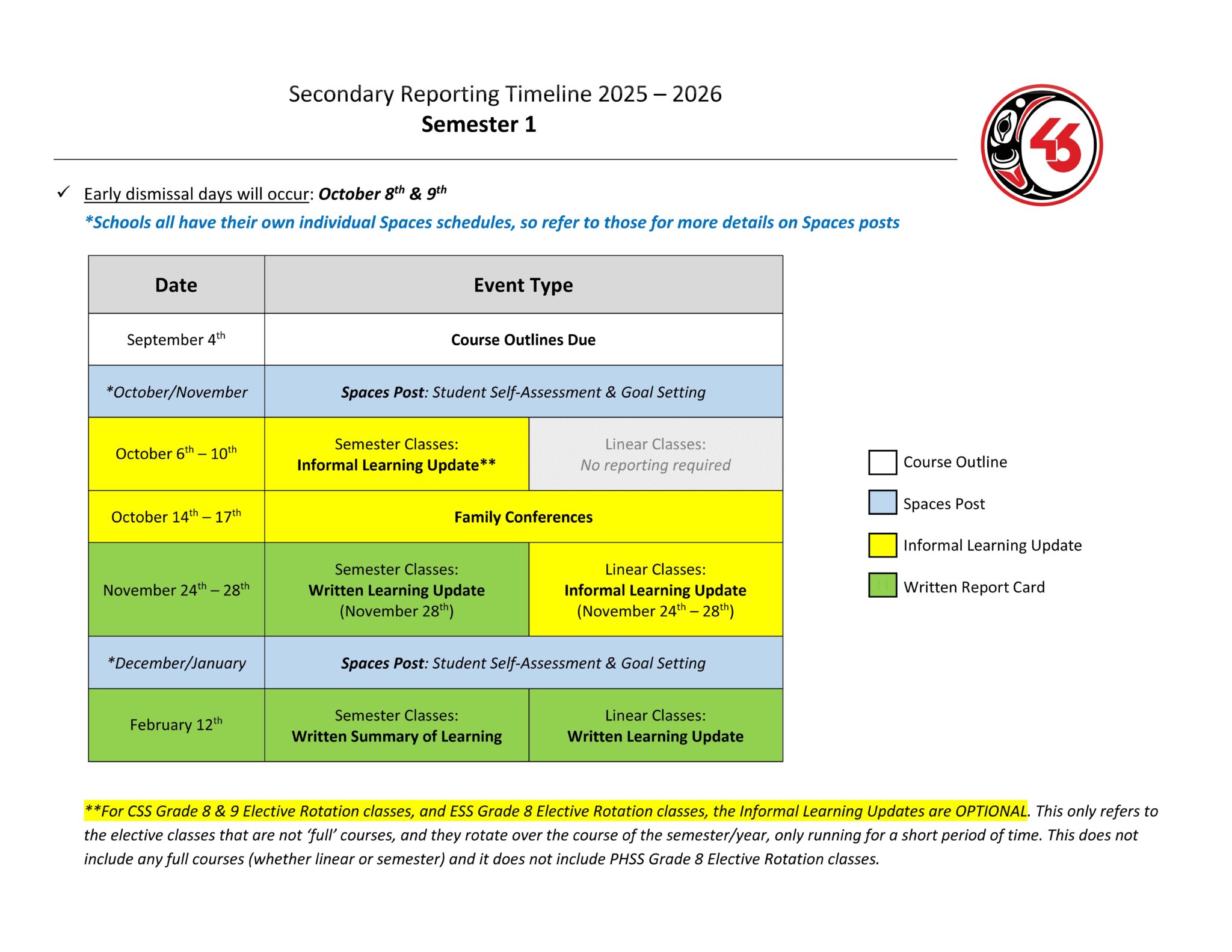 District Calendar | School District 46