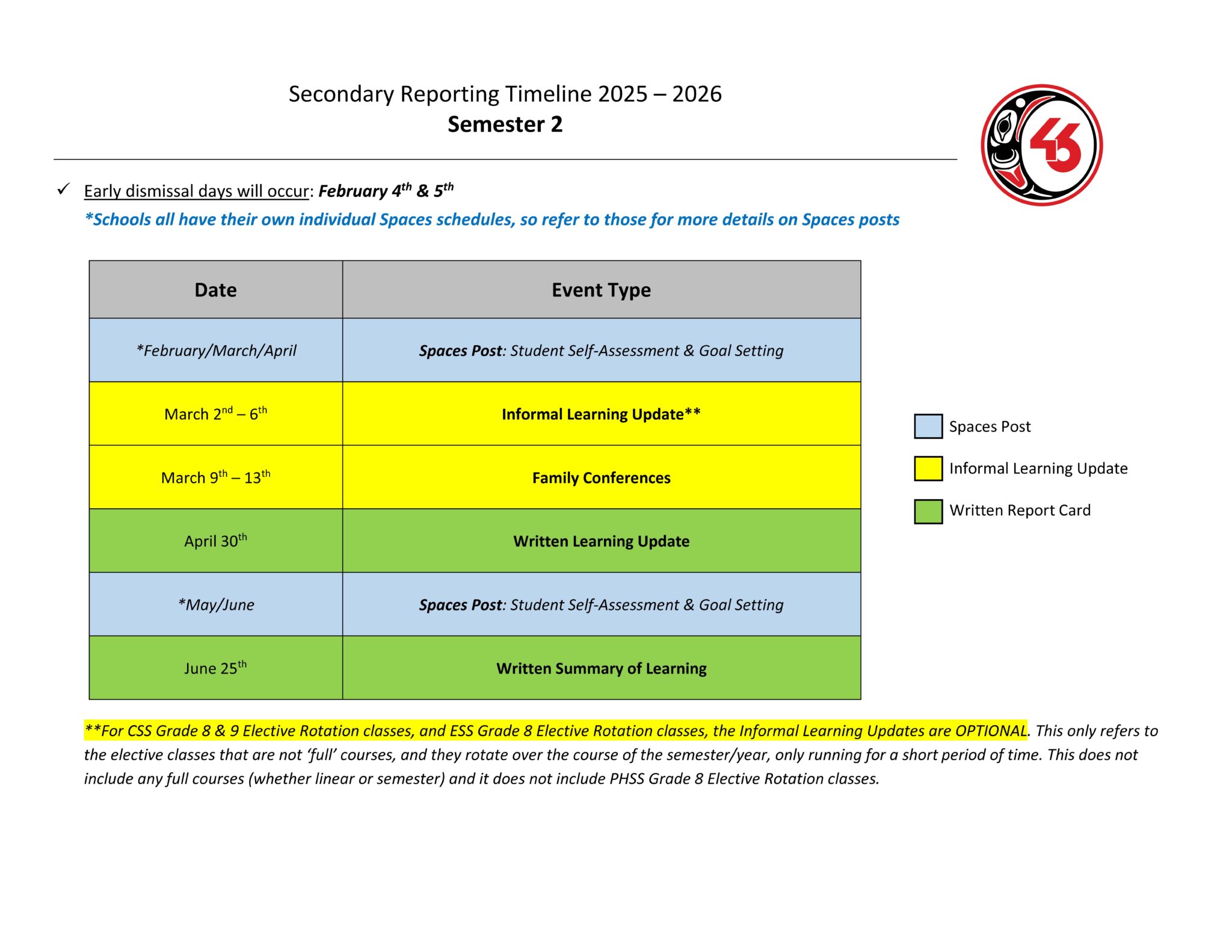 District Calendar | School District 46